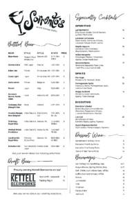 sorrentos wine and beer list | The Village of Banner Elk